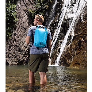 MARCHWAY Floating Waterproof Dry Bag Backpack 5L/10L/20L/30L/40L, Roll Top Sack Keeps Gear Dry for Kayaking, Rafting, Boating, Swimming, Camping, Hiking, Beach, Fishing (Shiny Blue, 5L)