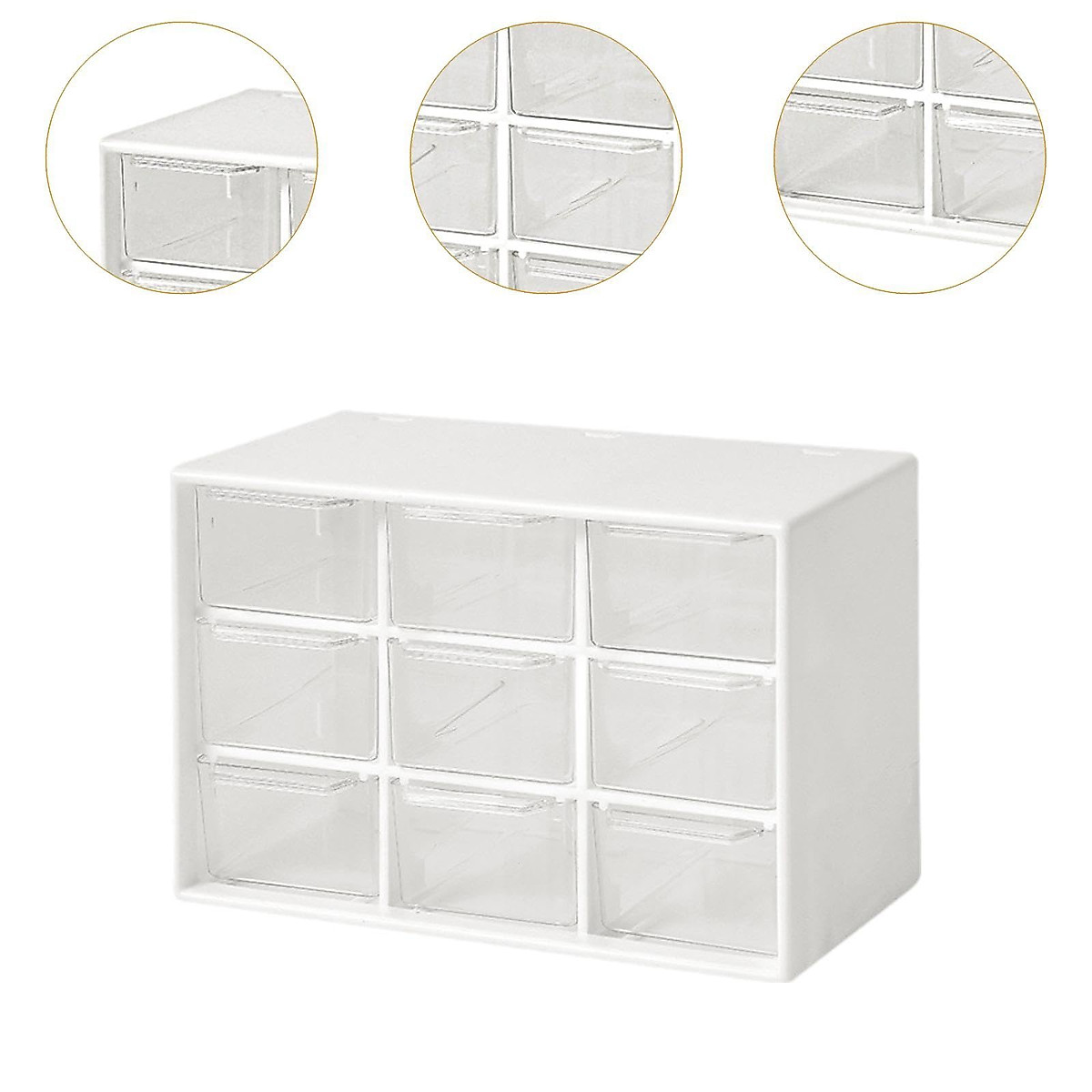 Aosekaa Small Drawer Organizer for Desk Desktop Storage Box with Clear Drawers Beads Organizer Box for Office Jewelry Oragnizer, 9 Drawers White