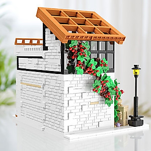 City Cafe Building Toy Set, Modular Coffee Shop Building Blocks Halloween Xmas Gift for Adult, Boy and Girls 14+, 1347pcs Mini Brick with LED