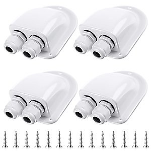 4 Pieces Solar Double Cable Entry Gland for All Cable Types 13AWG to 7AWG, RV Accessories Waterproof ABS Solar Dual Cable Entry Housing for RVBoatYachtRoofCamper Van