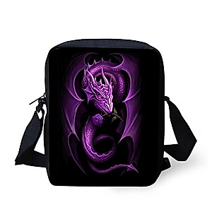 GIFTPUZZ Purple Dragon Print Mini Cross-body Bags Messenger Handbag Cell Phone Pouch Purse Wallet with Adjustable Straps Cell Phone Pouch Purse Lightweight Storage Bag