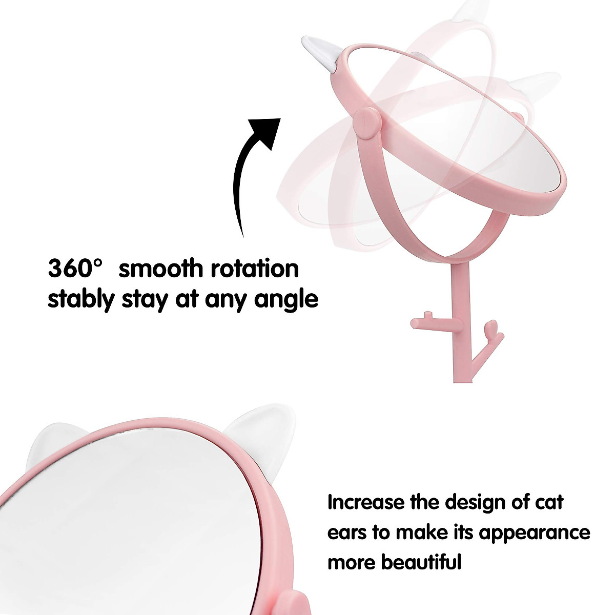 Nonebranded Desk Mirror for Makeup&Freestanding Pink Mirror, Folding Design for Tabletop