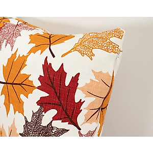 PurpleEssences Autumn Decorations Fall Porch Outdoor Throw Pillow Covers Décor Maple Leaves Farmhouse Cushion Cases 18 x 18 Inch Set of 2 for Home Couch Sofa Patio Bench - Maple Leaves