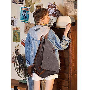 KL928 Canvas Vintage Backpack – Large Casual Daypack Outdoor Travel Rucksack Hiking Backpacks for Men Women