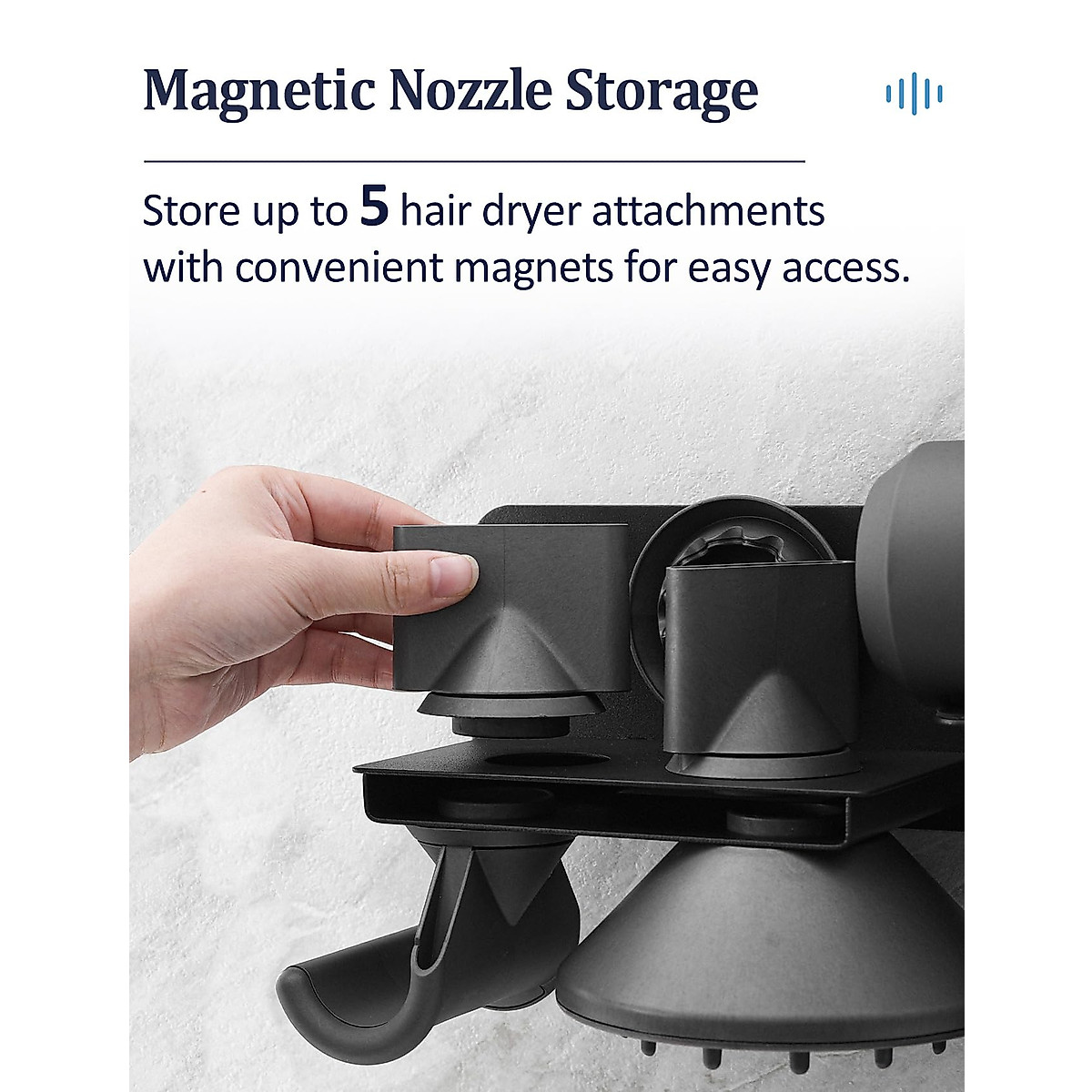 Hair Dryer Holder Wall Mount for Dyson Supersonic Airwrap Hair Dryer, Metal Blow Dryer Stand Attachments Storage for Bathroom and Salon, Black