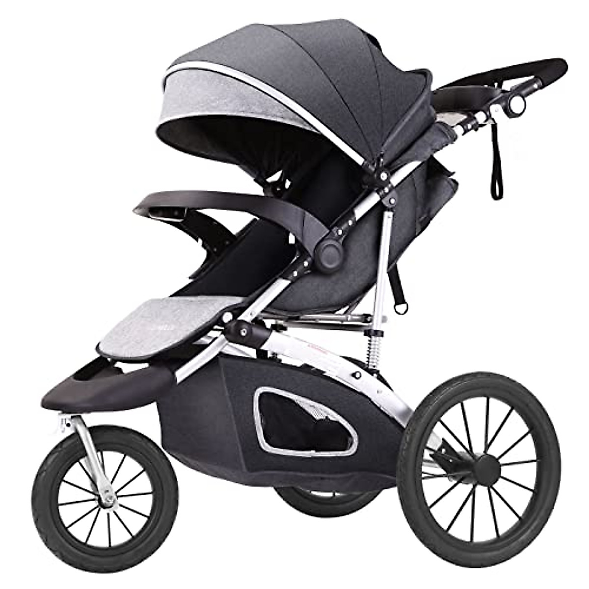 Baby Jogging Stroller for Toddler Kids Compact Single City Jogger Strollers All Terrain Jog 3 Wheels Pushchair Expedition with Parent Console (Grey)