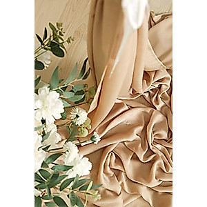 Cytdkve 2 Panels 4.8 Feet x 10 Feet Beige Velvet-Like Wedding Backdrop Curtain Drapes, Silky Soft Window Curtains Panels for Wedding Ceremony Birthday Party Decorations