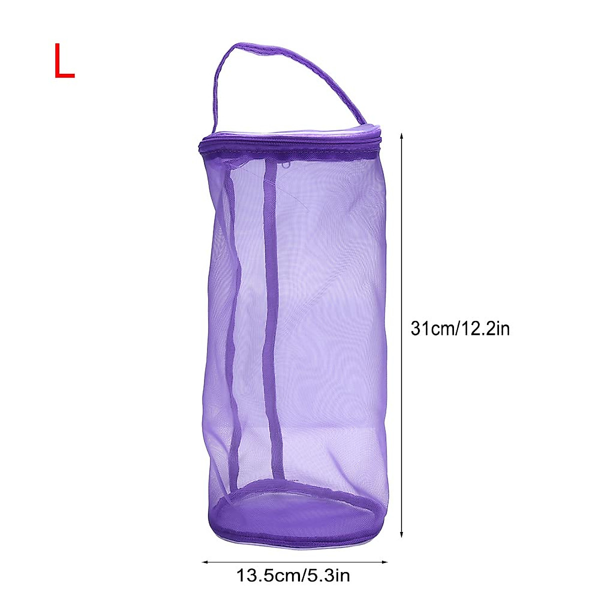 Hilitand Mesh Bag Lightweight Portable Yarn Wool Bag, Knitting Crochet Thread Storage Organizer Tote 12.2x5.3inch/5.1x5.1inch(Purple L)