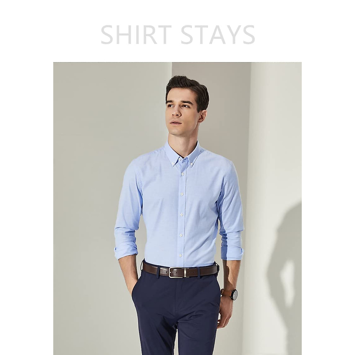 color river Shirt Stays For Men,Elastic I Shape Adjustable Uniform Locking Clamp Braces Premium shirt tuckers for men, Black (D-I)