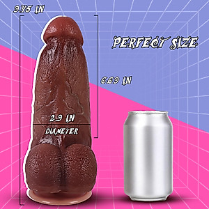 2.9" Diameter Huge Thick Dildo, XXL Realistic Dildo Adult Toys with Small Glans & Thick Big Dildos for Quick Orgasm, Safe Silicone Giant Dildo Suction Cup Dildo, G-spot Anal Sex Toys for Women and Men