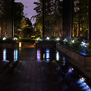 mopha Solar Garden Lights, 4 Pack Flower Solar Lights Outdoor Waterproof, 2 Mode Solar Cherry Blossom Lights Decorative with Heavy Bulb Base, for Outdoor, Patio, Yard & Garden Decor