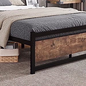 LOTCAIN King Size Bed Frame with Wooden Headboard, Heavy Duty Platform Metal Bed Frame, No Box Spring Needed, Strong Metal Slats Support, Noise-Free, Twin XL/Queen/King (King)