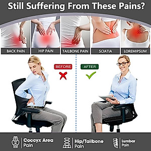 Aiouarc Gel Seat Cushion for Long Sitting, Desk Chair Cushion, Pain Relief Cushion, Office Chair Cushion, Cushion Tailbone Pain, Wheelchair Cushion, Car Seat Cushion, Chair Cushion