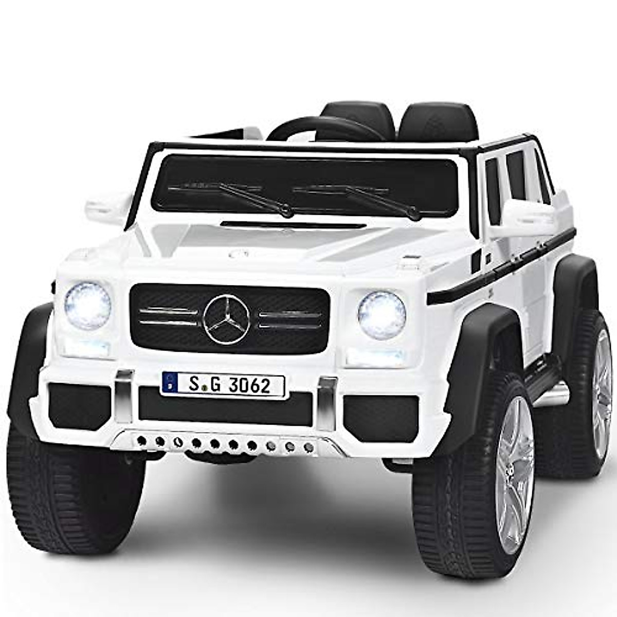 Costzon Ride on Car, Licensed Mercedes-Benz Maybach, 12V Battery Powered Vehicle Toy w/ 2 Motors, Remote Control, 3 Speeds, Lights, Horn, Music, Aux, Storage, Truck, Electric Car for Kids (White)