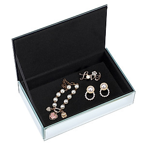 Hipiwe Jewelry Box with Glass Mirror Surface Crystal Handle, Trinket Storage Box Rings Holder Earrings Necklace Bracelet Organizer,Treasure Chest Case Keepsake Box Gift for Women Girls (Small, Silver)