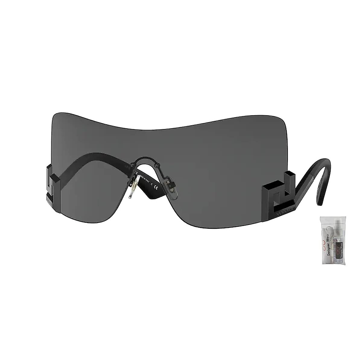 Versace VE2240 40MM 125687 Grey/Dark Grey Shield Sunglasses for Women + BUNDLE With Designer iWear Eyewear Kit