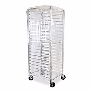 TrueCraftware - Durable Clear Plastic Cover for 20 Tier Commercial Kitchen Bun Pan Sheet Rack - 28 x 23 x 61 - Heavy Duty Plastic Sheet Pan Rack Cover with Zippers