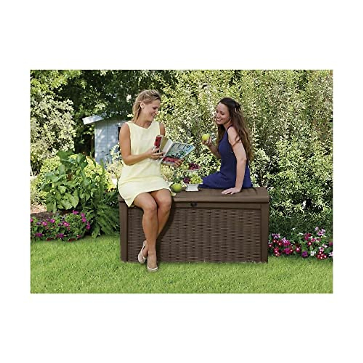 ALIDAM Deck Box Storage Box 110 Gallon Resin Deck Box-Organization and Storage for Patio Patio Deck Garden Furniture