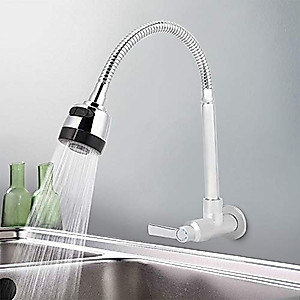 Single Cold Water Type Kitchen Faucet Wall Mount Kitchen Sink Faucet Household 360 Rotatable Kitchen Fixtures G1 2in