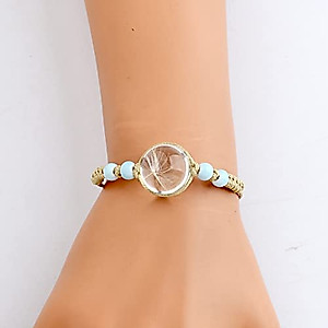 WUSUANED Dandelion Glass Bracelet Make A Wish Jewelry Gift For Women (Dandelion bracelet)
