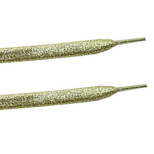 DECKER Gold Metallic Glitter Flat shoelaces Colorful Fashion 2 pairs pack for Canvas Sneaker Athletic (54 inch (137 cm), Gold)