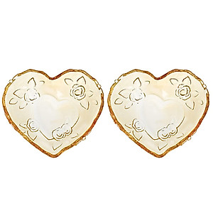 Gaolinci Heart-Shaped Embossed Glass Bowl, Fruit Salad Bowl, Dessert Bowl (Set of 2)