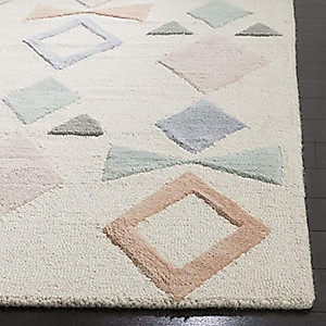 SAFAVIEH Kids Collection 8' x 10' Ivory/Multi SFK901A Handmade Geometric Wool Area Rug