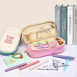 Btffitting Pencil Case,Personalized Pencil Pouch Cute Aesthetic College School Supplies,Large Storage High Capacity Pen Bag Holder Box Organizer Special Cases Gifts for Girls Teens - Beige+Pink,C