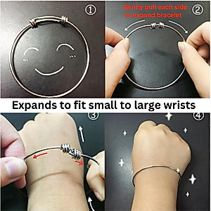 Infinity Collection 60th Birthday Charm Bracelet – Rose Gold Adjustable Bangle with Fabulous & Sixty Charms – Gift for Women – Includes Velvet Jewelry Pouch