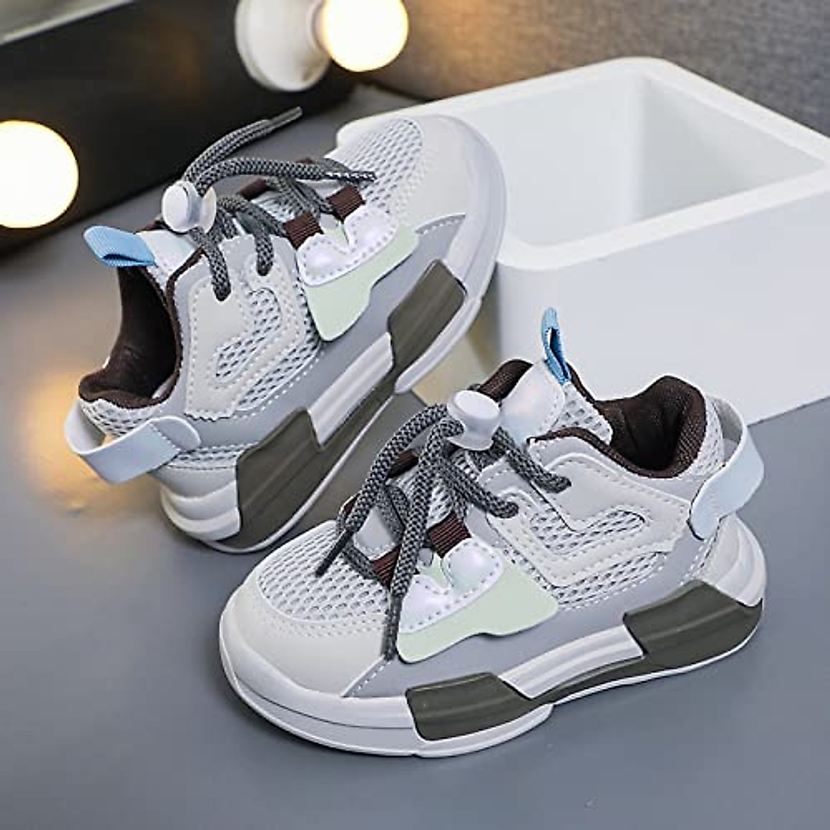 Mercatoo Toddler Boy Shoes Size 9 Wide Girls Shoes Autumn and Winter Children's Sports Shoes Middle and Big Children's Sneakers (Grey, 9 Little Kids)