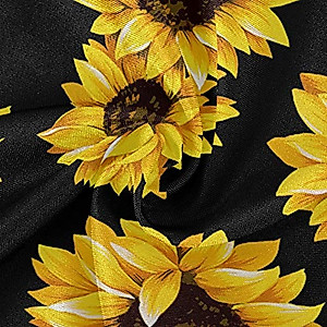 Xigua Sunflower Round Tablecloth 60" Waterproof Spillproof Polyester Fabric Table Cover with Zipper Umbrella Hole for Outdoor Patio Garden Dining Party