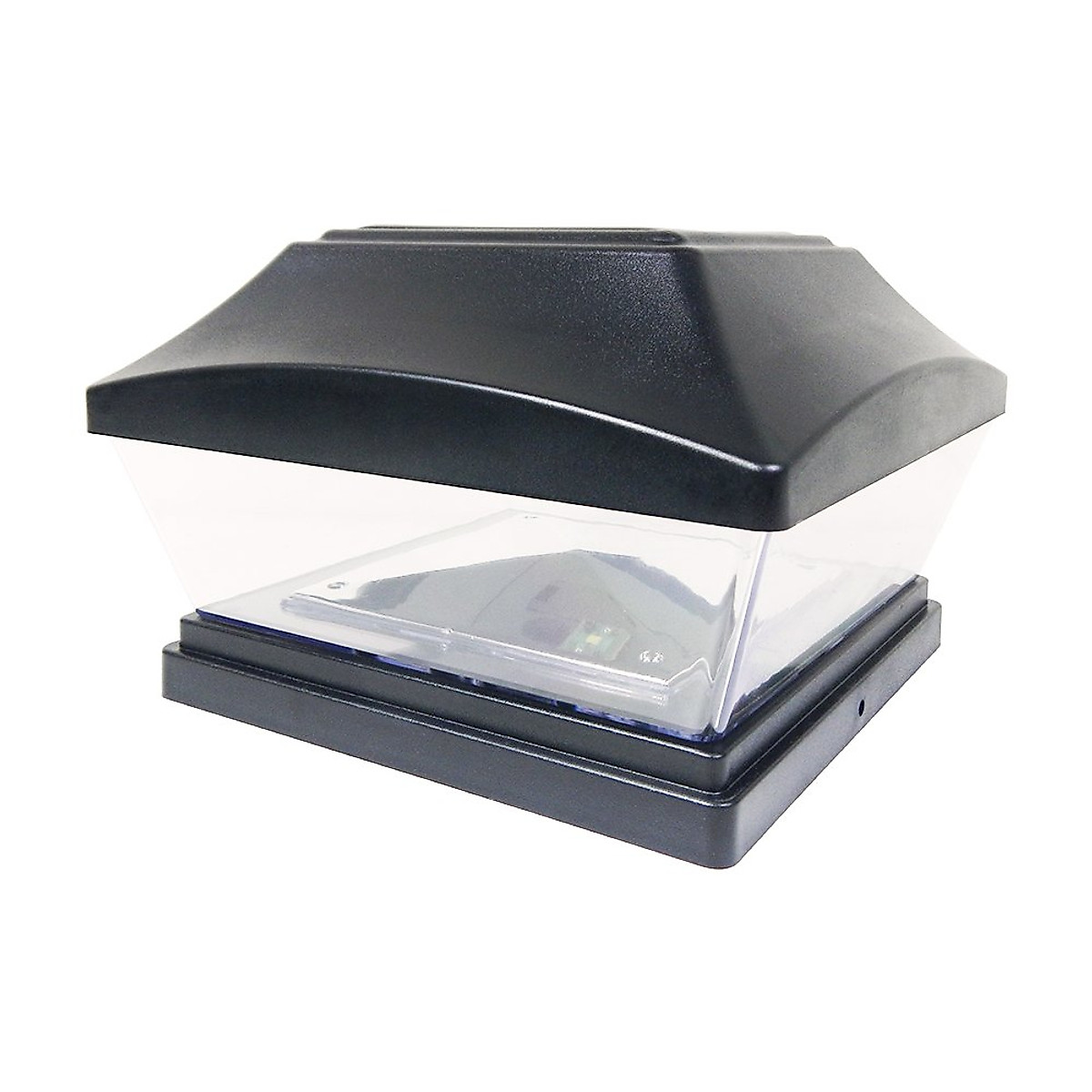 iGlow 4 Pack Black Outdoor Garden 6 x 6 Solar SMD LED Post Deck Cap Square Fence Light Landscape PVC Vinyl Wood