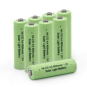 QBLPOWER Nicd AA 800mAh 1.2V Rechargeable Solar Lights Batteries for Garden Lights, Remotes, Mice(Pack of 8)