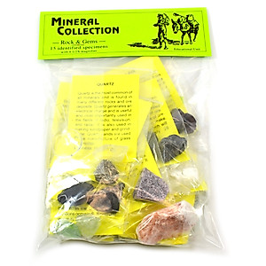 hBARSCI Premium Mineral Collection with 15 Identified Specimens and 4.5X Hand Lens