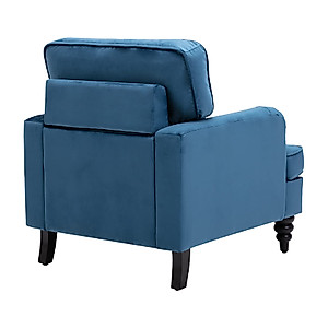 Kmax Accent Chair Velvet Modern Arm Sofa Chair Comfy Single Club Chair with Thick Cushion for Living Room Bedroom, Blue