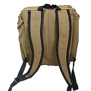 Tan Cornhole Backpack with ACE Patch - Holds Up to Six Cornhole Bag Sets (Up to 24 Bags) - Includes 2 Side Pockets, 2 Phone Holders, 2 Straps, Headphone Passthrough Ports