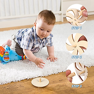 NUOBESTY 20pcs Spinning Top Wooden Gyroscope Blank Gyroscope Hollow Gyro Wood Gyro Tops for Kids DIY Gyroscope Kids Painting Toy Unfinished Tops Wood Tops Kids Gyroscope Kids Tops DIY Tops