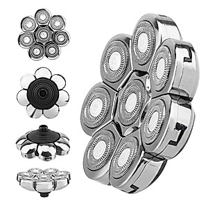 8 Heads Electric Shaver Head for Men, Electric Razor Floating Shaver Head Replacement, Waterproof Wet and Dry(Silver)