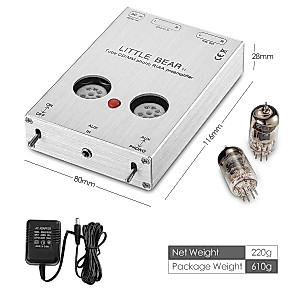 Nobsound Little Bear T7 Vacumn Tube Mini Phono Stage RIAA MM Turntable Preamp & HiFi Tube Pre-Amplifier (Silver)