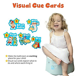 THE POTTYS Funny Potty Training Chart Game for Boys and Girls, Potty Training Rewards for Toddlers - 12 Foam Toys, Potty Stickers, Certificate, Cue Cards and Potty Book for Toilet Training