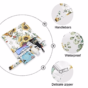 SDMKA 2Pcs Wet Dry Bag for Baby Cloth Diapers Sunflowers & Birds Reusable Waterproof Wet Bag with Two Zippered Pockets for Travel Beach Pool