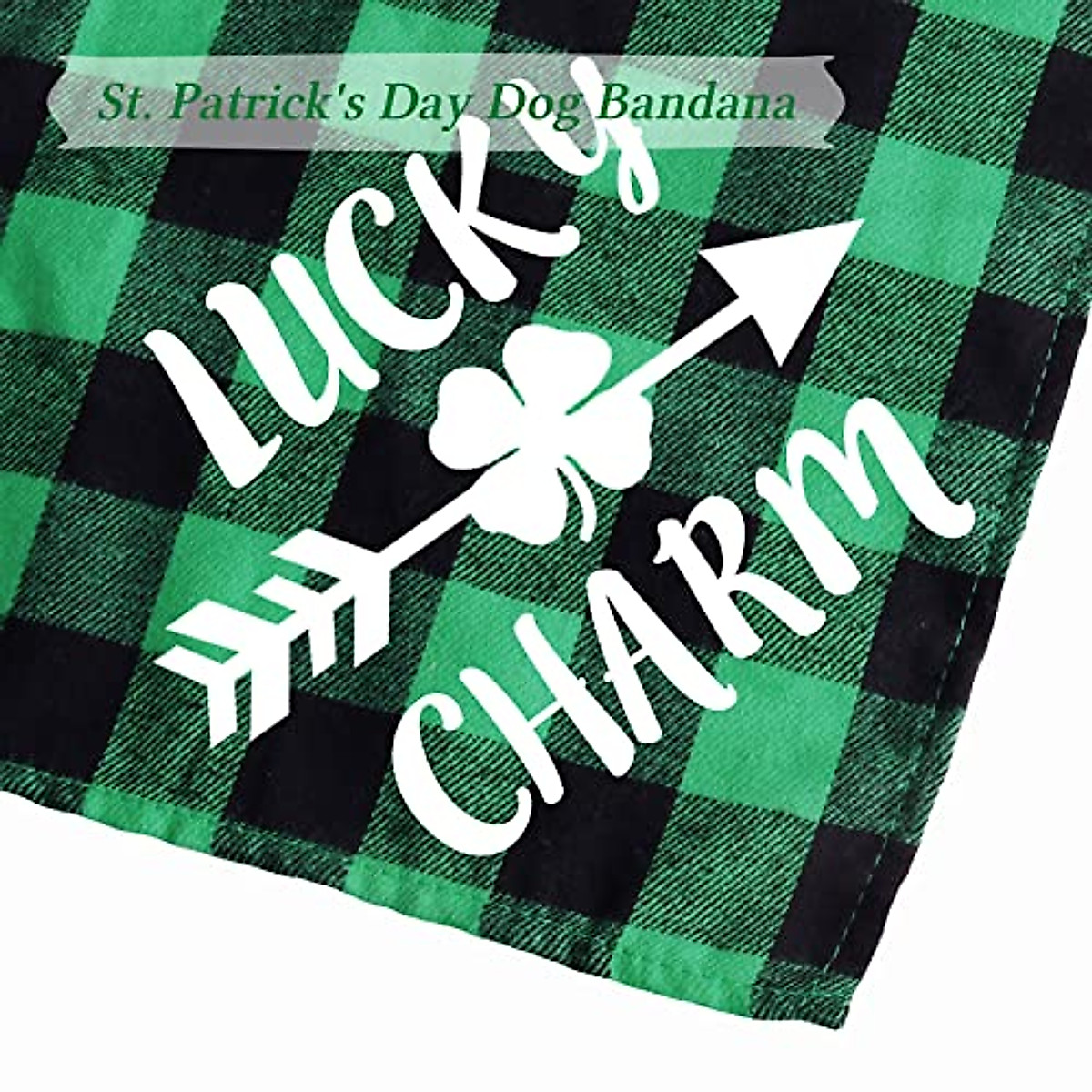 STMK 2 Pack, Plaid Bandana for Dog Puppy St. Patrick's Day Holiday Party Costumes (Lucky Charm & Kiss Me I’m Irish)
