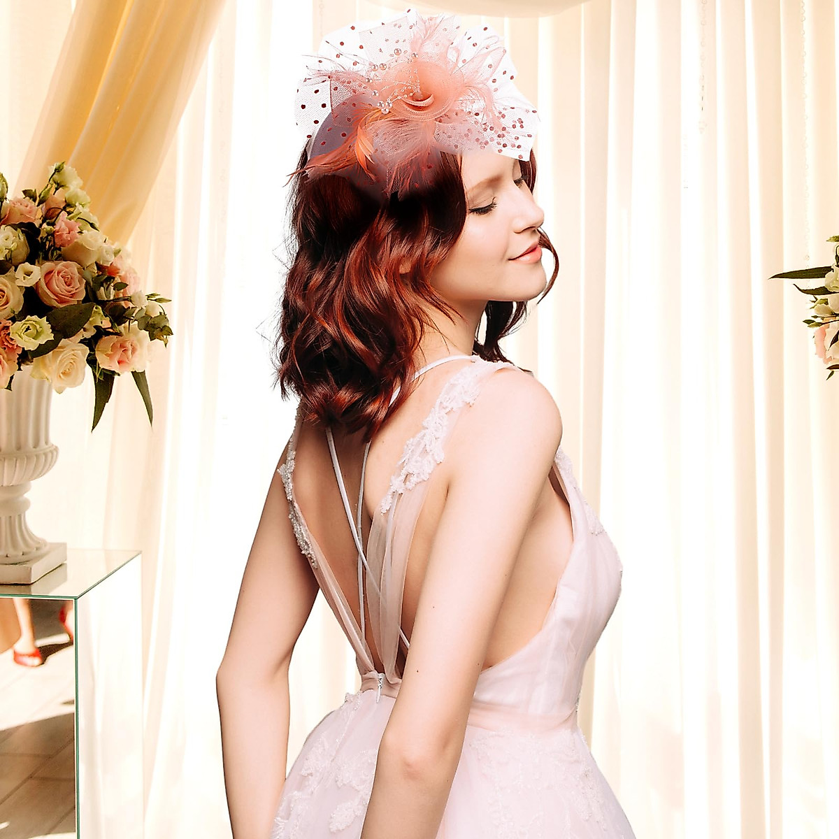 Glitinsel 24 Pcs Fascinators Hats for Women Tea Party Headbands Bulk Mesh Flower Ribbon and Feather Fascinators with Clips for Christmas Halloween 1920s Wedding Church Prom Masquerade Cocktail