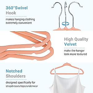 TARANCH Velvet Baby Hangers for Closet, Wrinkle Free & Non Slip Baby Clothes Hangers for Kids Toddler Infants - Pink Kid Hangers with 6 Dividers - Slim Children Hangers Space Saving, 30 Pack