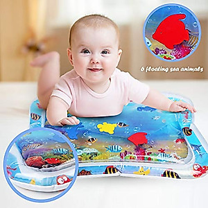 Fanuk Inflatable Tummy Time Baby Play Mat for Kids Infants as Fun Time Play Activity Center Your Baby's Stimulation Growth, blue