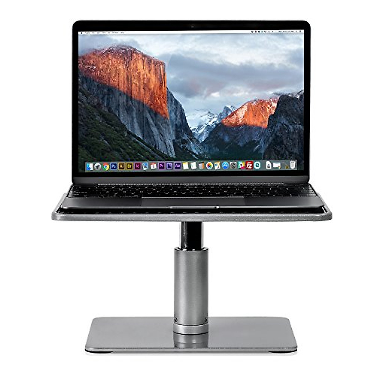 Mount-It! Adjustable Height Laptop Stand for MacBook Pro | Wide Platform Laptop & Monitor Desk Riser | Ergonomic Desk Riser Stand for MacBook and 11-15 Inch Laptops | 24-32 Inch Monitor Stand Riser