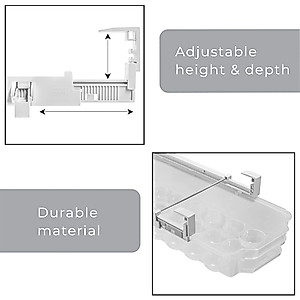 Smart Design Adjustable Sliding Pull Out Egg Drawer - Holds 18 Eggs - BPA Free - Fridge Bin, Refrigerator Holder Box, Clear Plastic Freezer Container, Food Storage Shelf, Organizer Tray - Clear