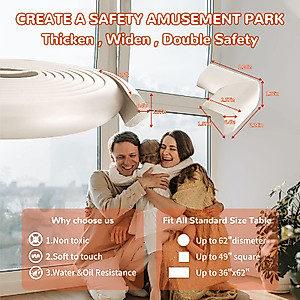 Ricbestlab Baby Proofing Edge and Corner Guards, Safety 3M Pre-Taped Furniture Bumper, Rice White, Heavy-Duty (Rice White, 6.5 Feet + 4 Corner)