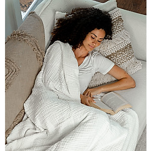 Comfy Cubs Muslin Blanket for Adults, Extra Large Twin 90” x 66”, 6 Layer Cooling Cotton Softness, Breathable & Warm Throw for Bedroom, Living Room Couch (White, Twin - Muslin)