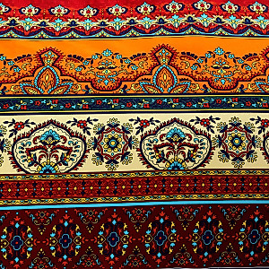 HNNSI Brushed Cotton Bohemian Duvet Cover and Fitted Sheet Sets Queen Size 4 Pieces, Bohemia Exotic Striped Bedding Sets, Boho Comforter Cover Sets,NO Comforter (Fitted Sheet Sets, Queen)